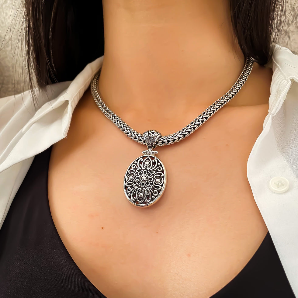Lotus Round Sterling Silver Pendant – Ryan Christian